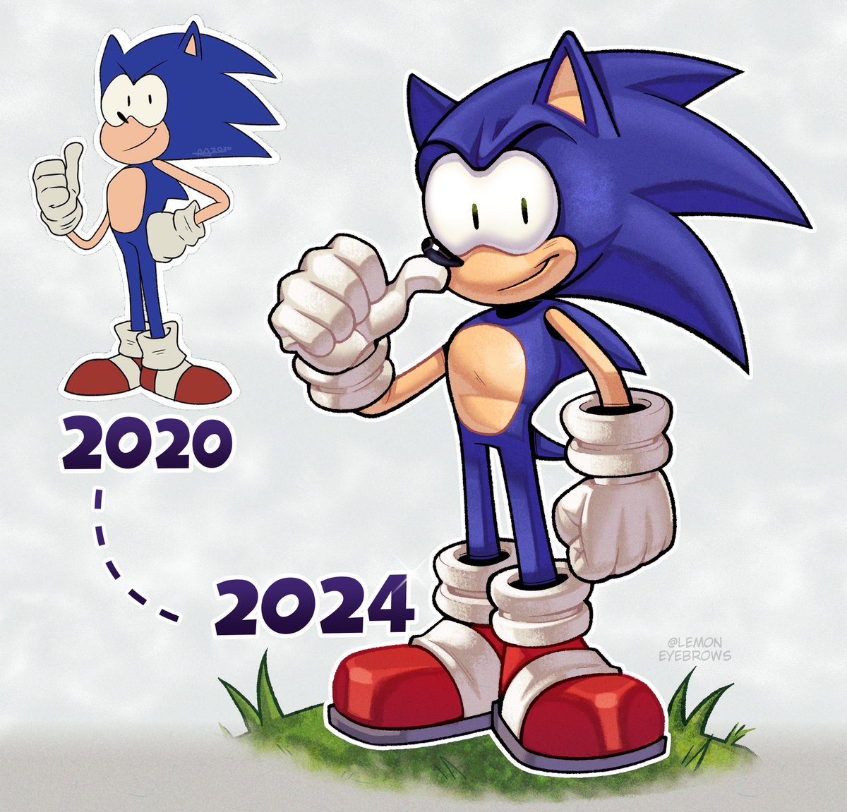ソニック 「Redraw of an old Sonic. Wanted to keep t」|Lemonのイラスト