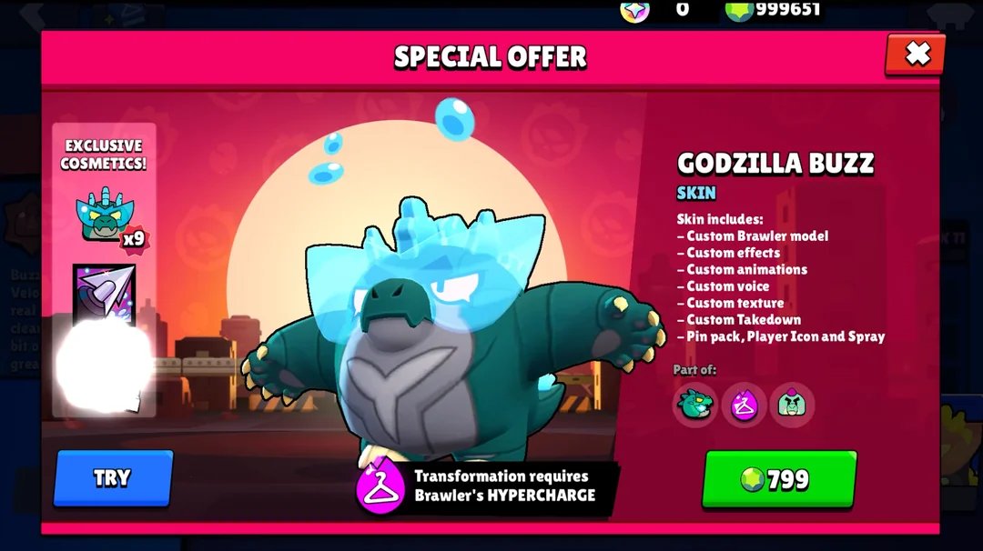 Black Godzilla Buzz Skin