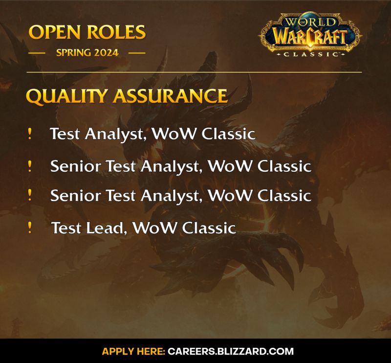 $16 an hour, starting, to be a test analyst for WoW - General ...