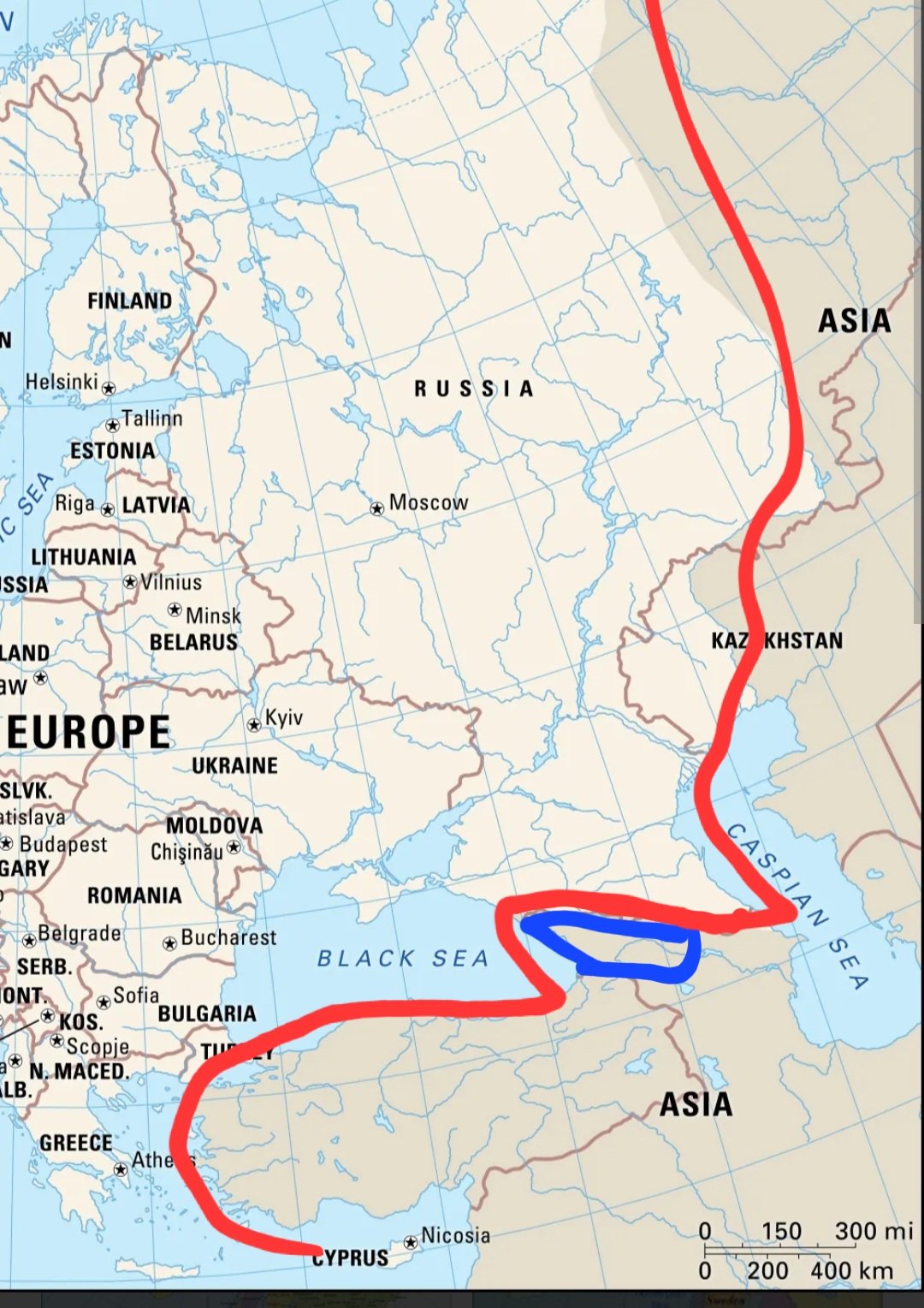 Europe Asia Border Map