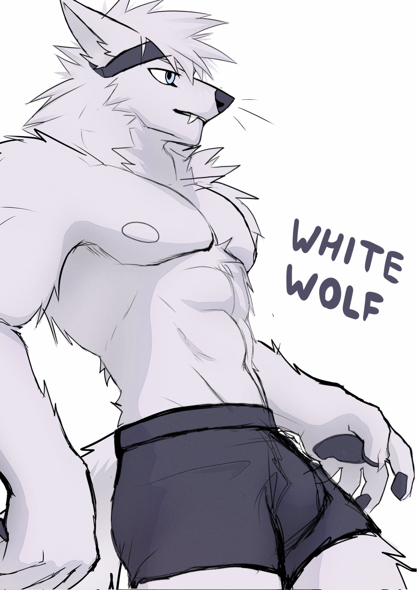 White Wolf Furry Male ArtStation Hunk Furry