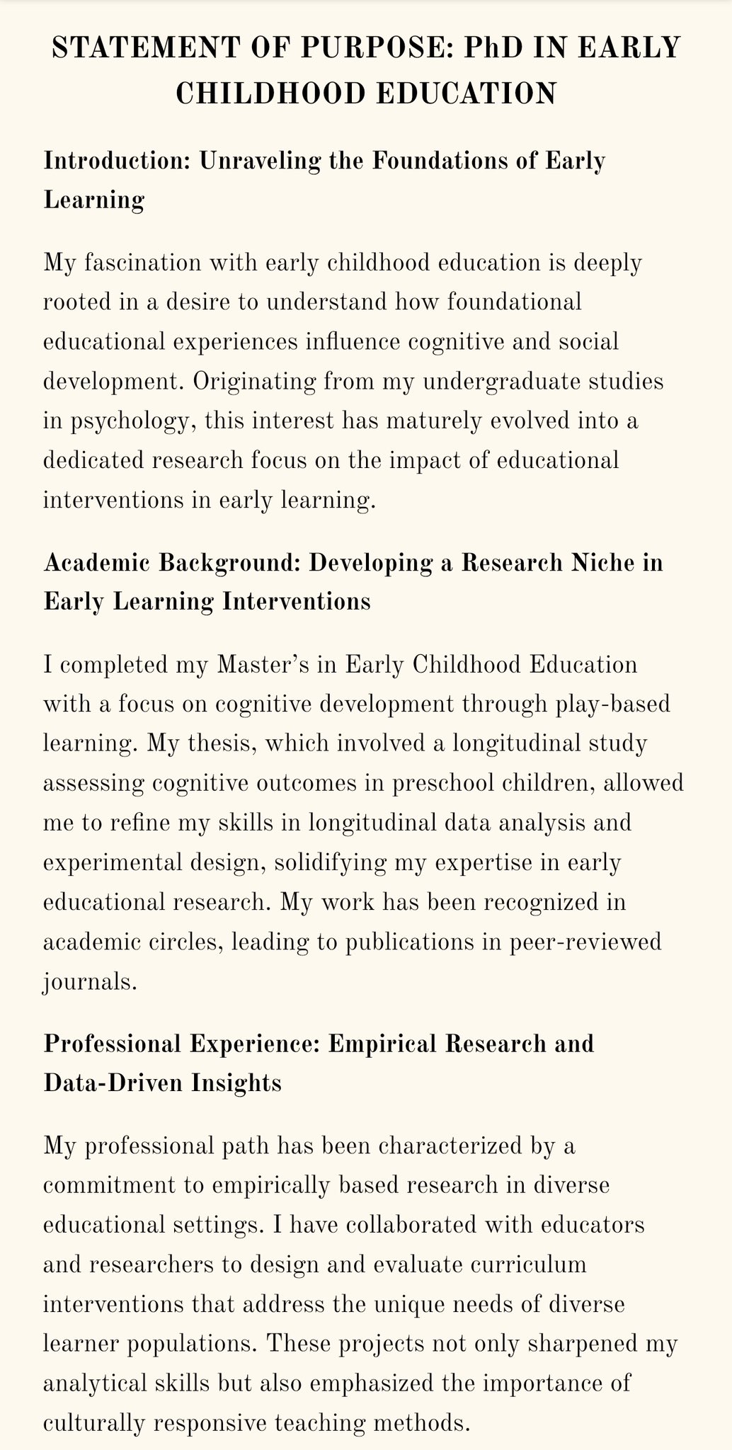 Sample Letter Of Purpose For Graduate School