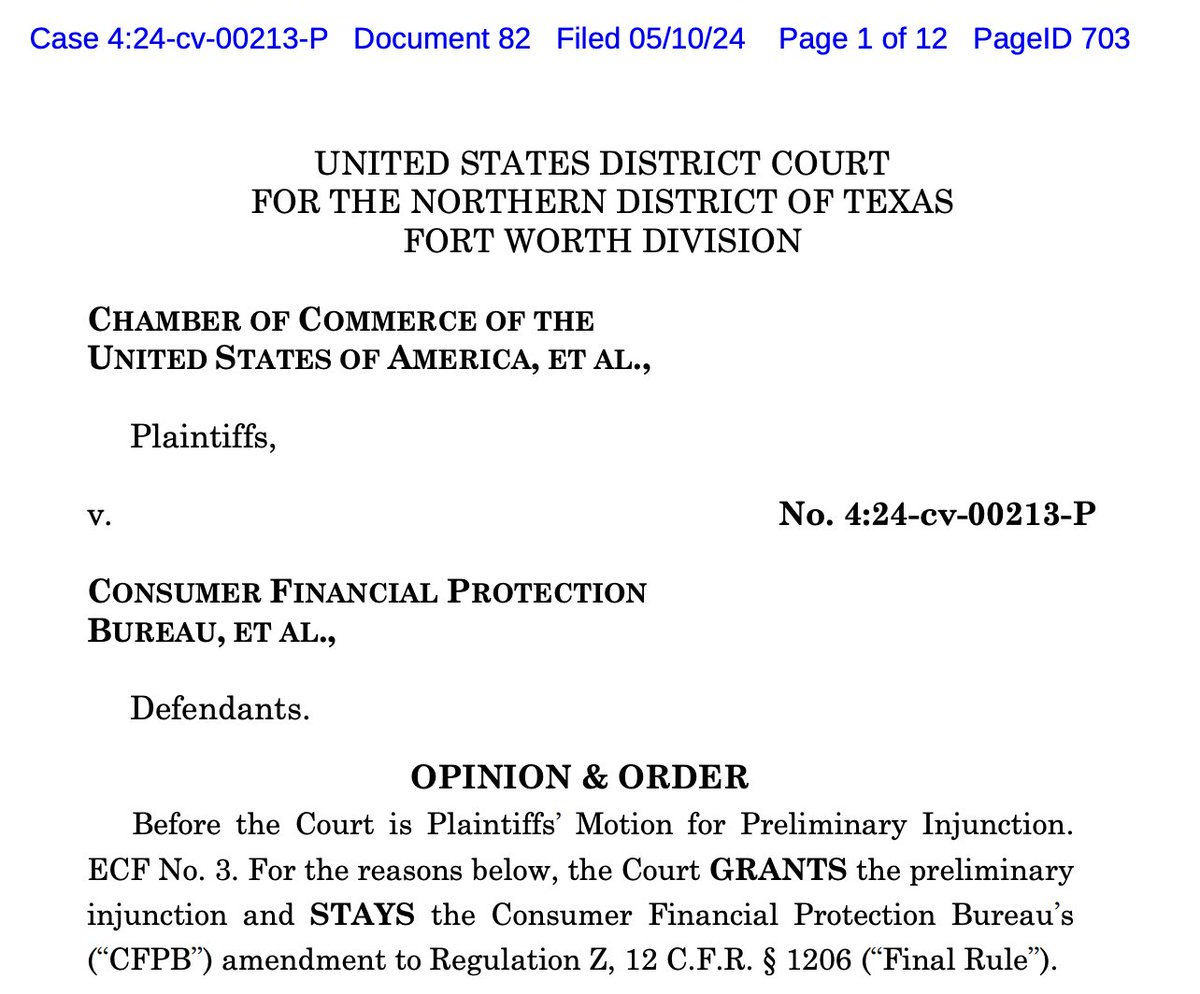 Judge Mark Pittman blocks the CFPB's credit card late fee rule under ...