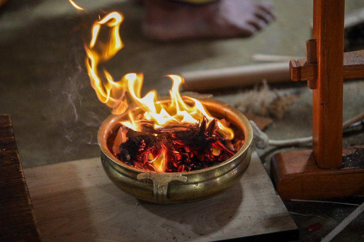 In a traditional Vedic yajna, fire is generated onsite using the ...