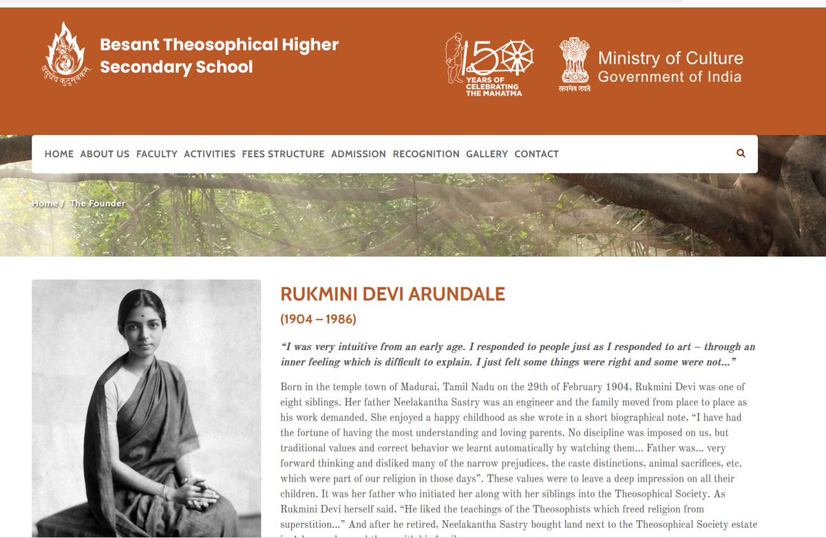 Rukmini Devi Arundale (1904 – 1986). Her father Neelakantha Sastry ...