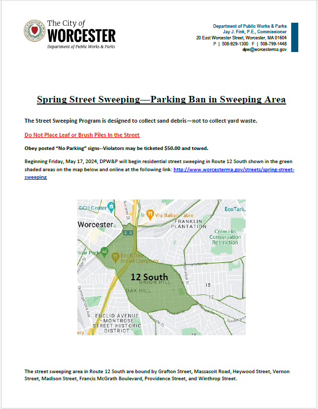 Worcester Public Parking Map