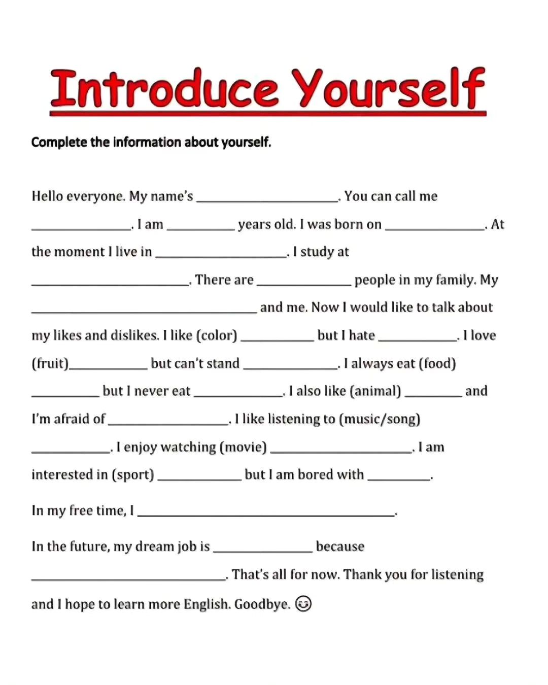 How To Introduce Yourself In English English Teaching ENGLISH COURSES: