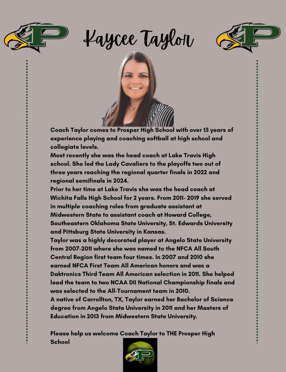 Prosper High School Softball Coaches: Champions of Excellence – Coach #1