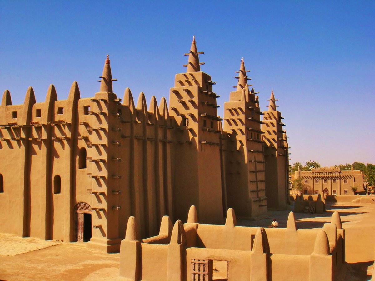 This is the Great Mosque of Djenné in Mali, originally built in the ...