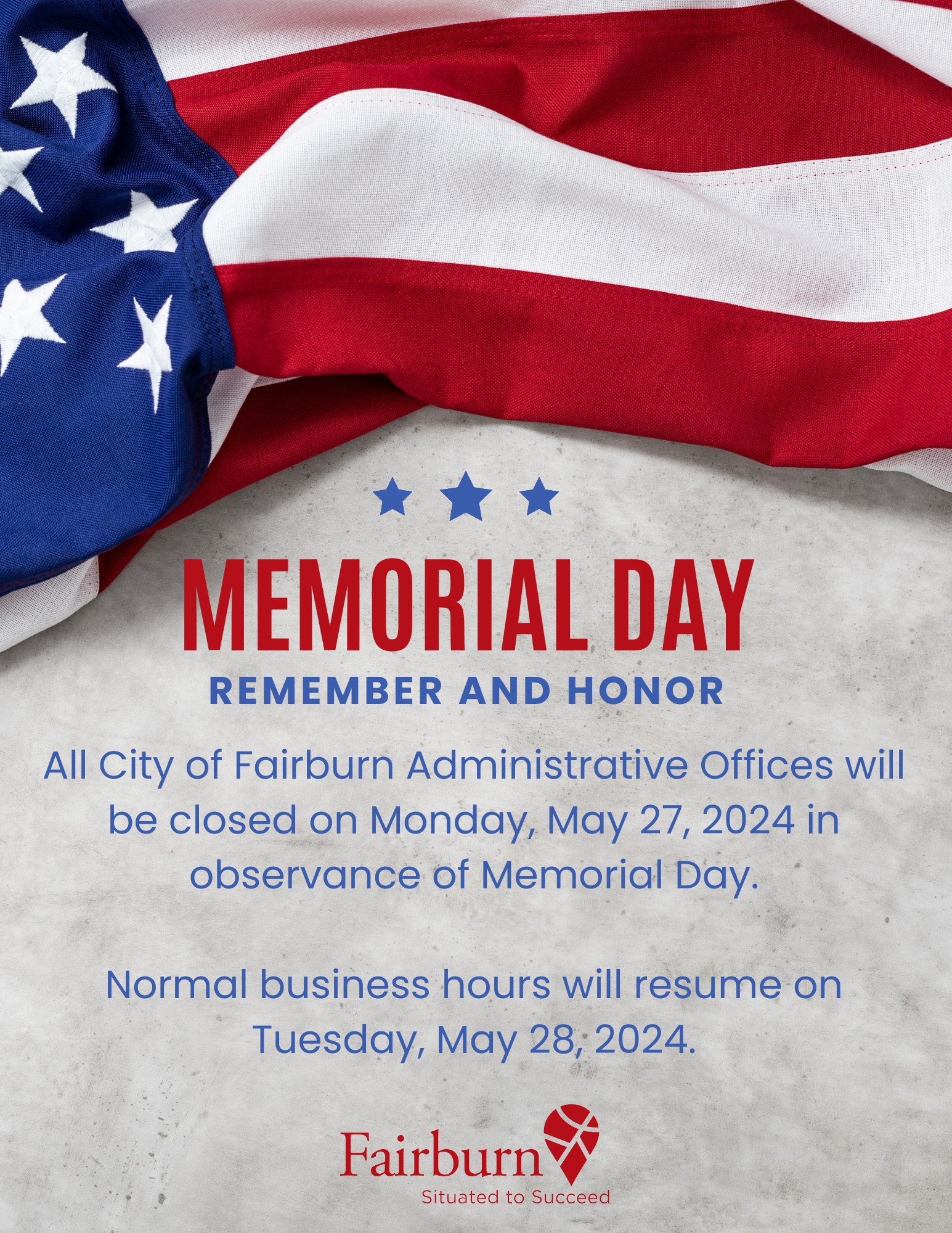 Memorial Day Office Closed Sign