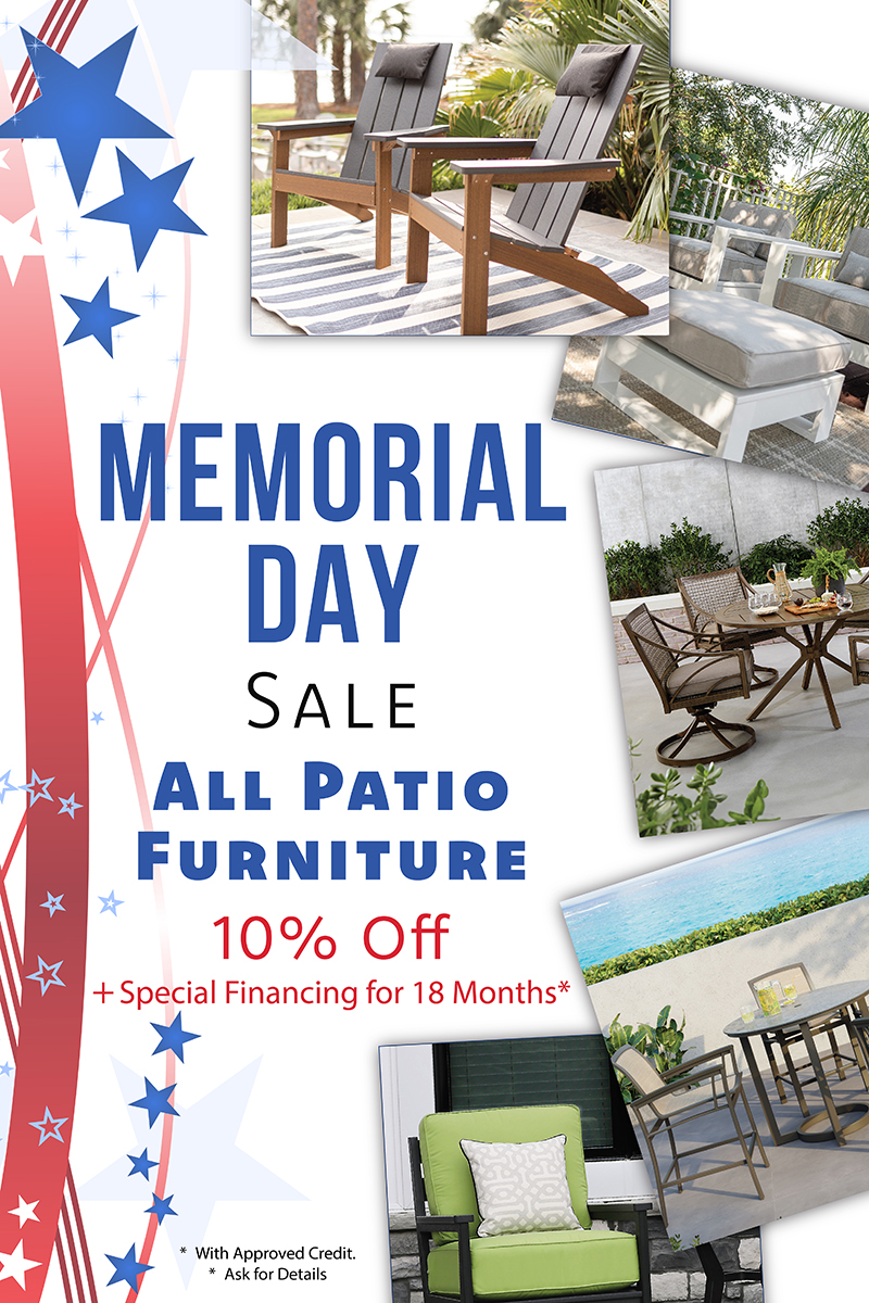 Green Acres Outdoor on X Memorial Day Sale is going on now Take 10 off your entire patio furniture purchase There s still time to get a new patio set before the holiday