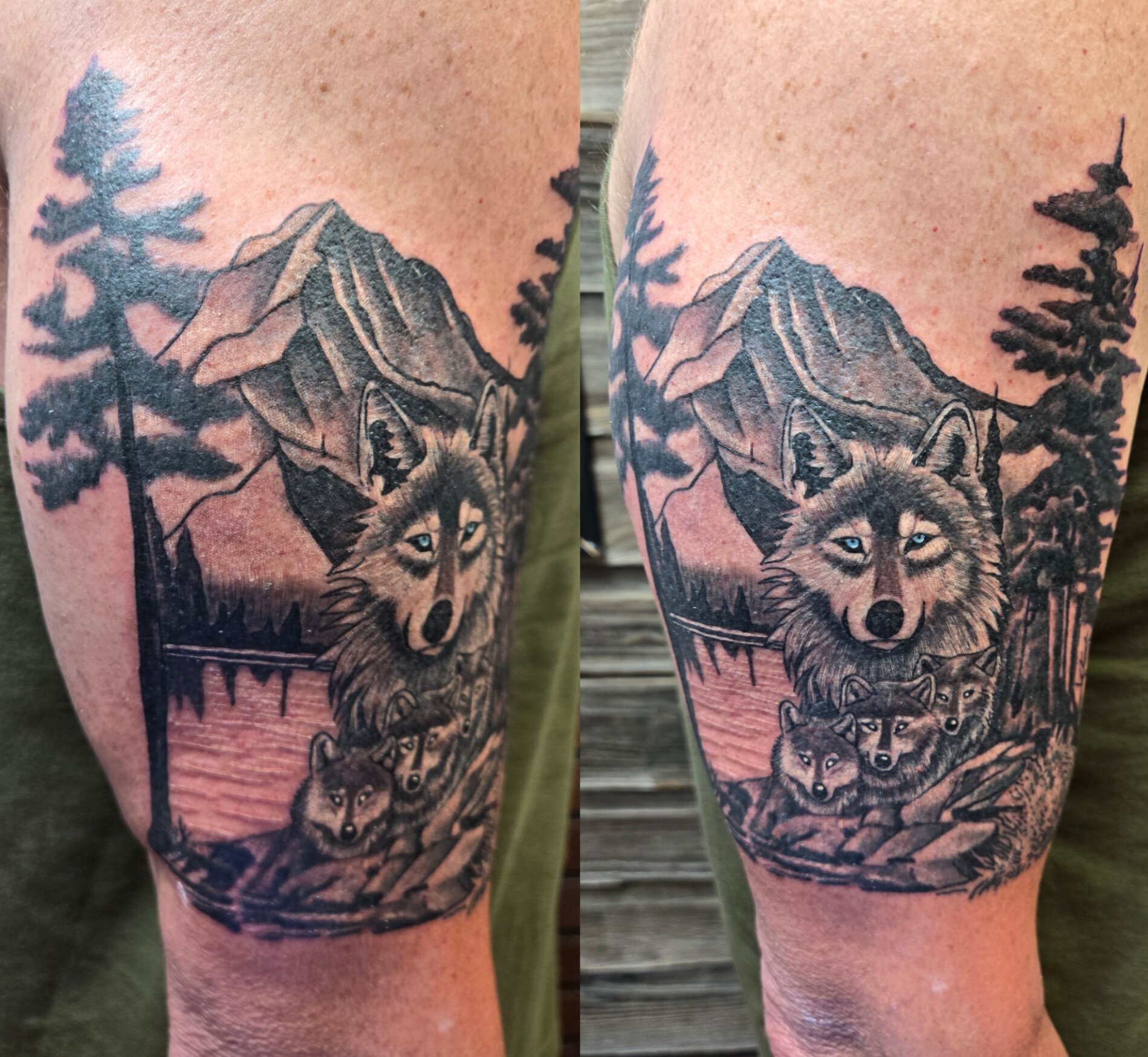 Wolf Pack Tattoo Wolf Pack Piece Done Yesterday For A Client That Made