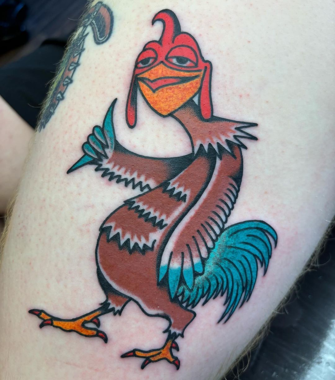 Traditional Chicken Tattoo Sketch Work Chicken Tattoo On The Thigh.