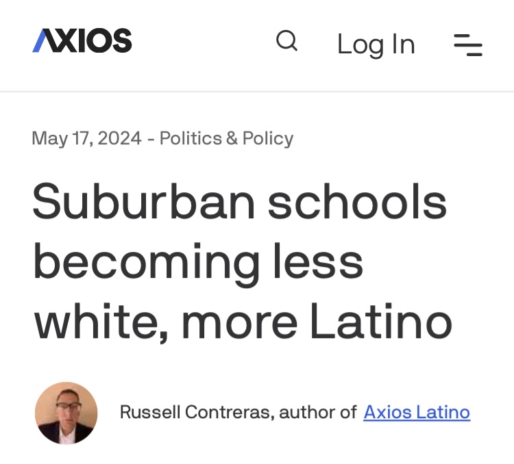🧵A new Axios study on growing segregation in America's suburban public ...
