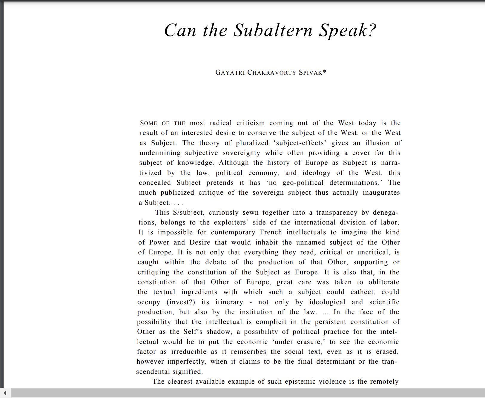 Spivak Subaltern Quotes