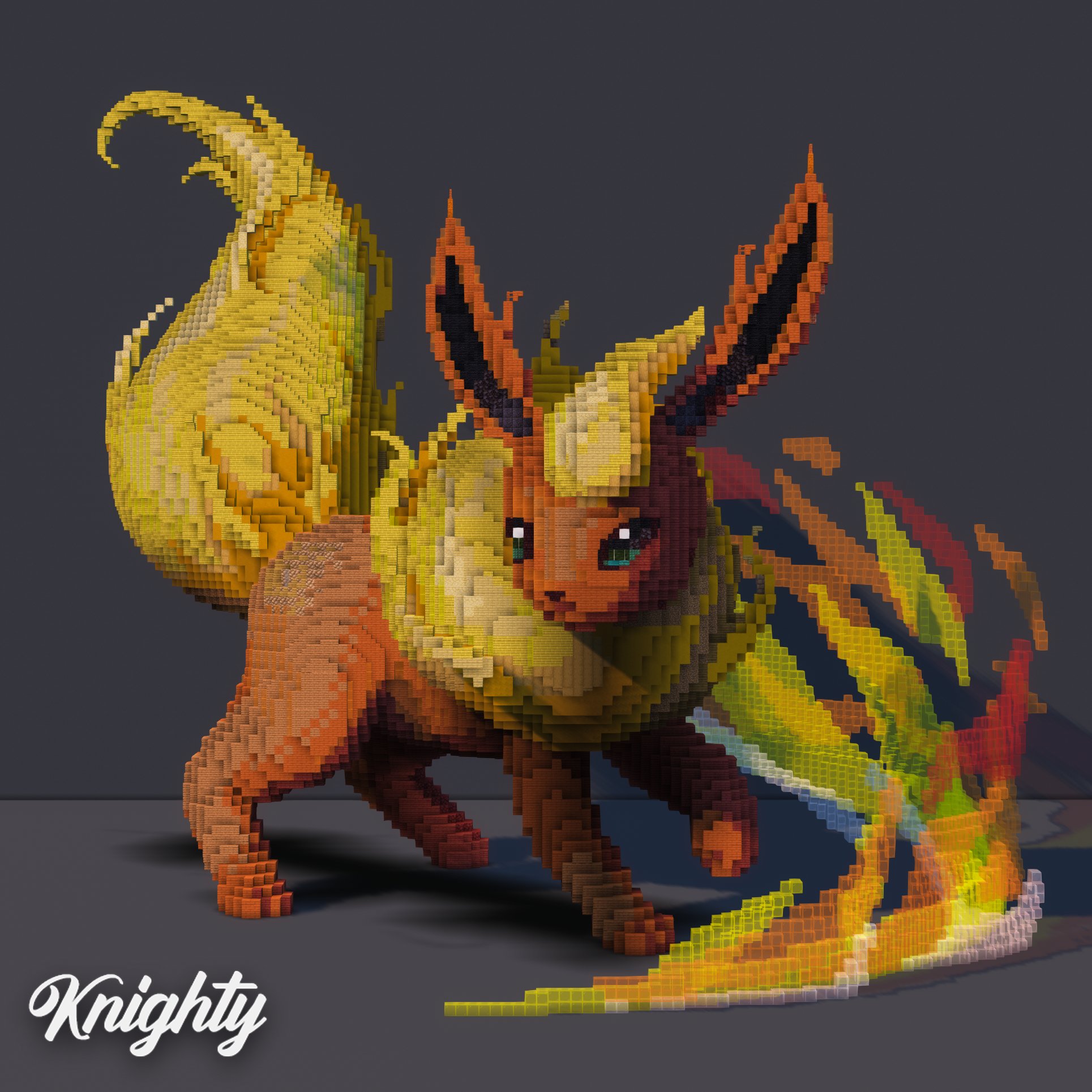 Minecraft Pixel Art Flareon Pikachu Vaporeon Pokémon GO Art,