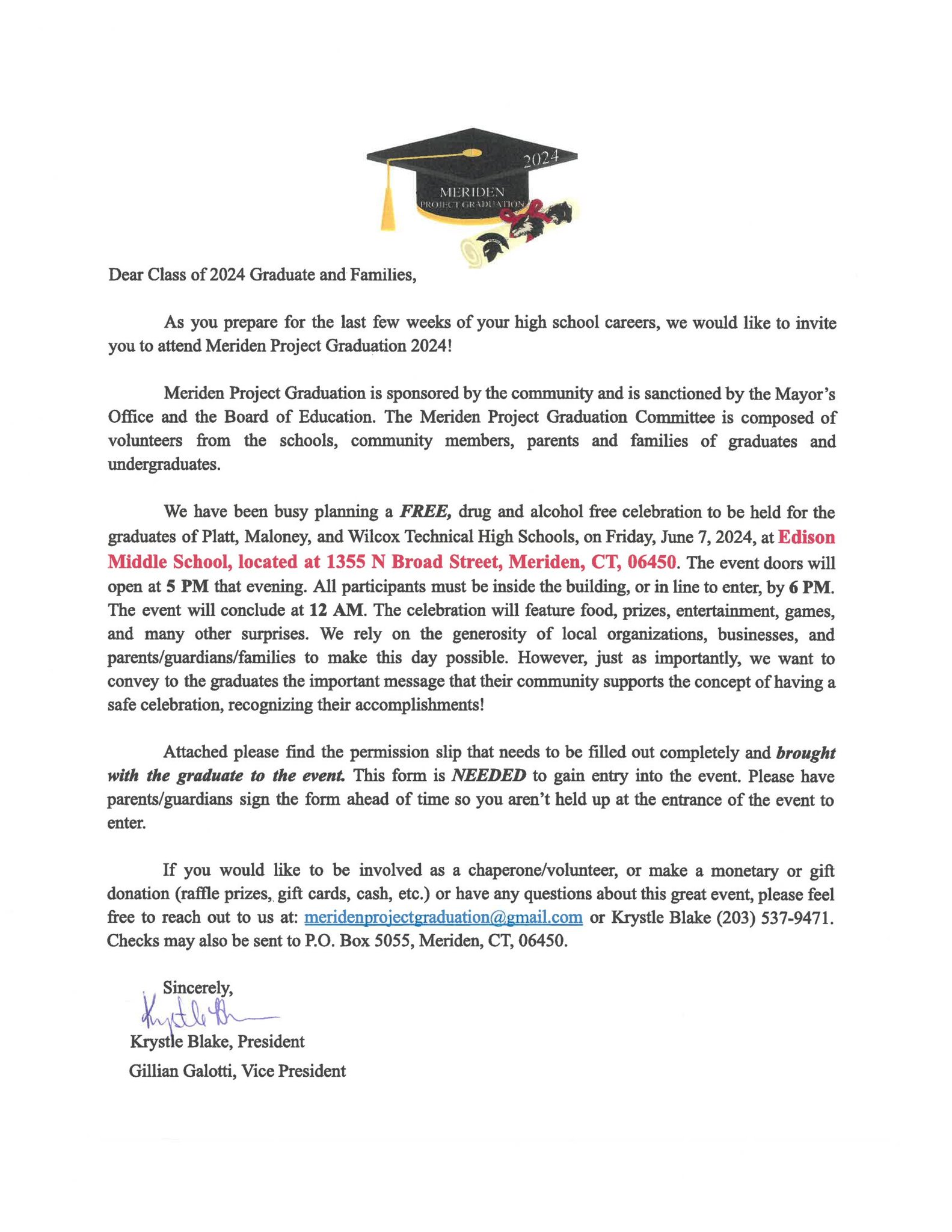 Project Graduation Fundraising Letters GHS Project Graduation