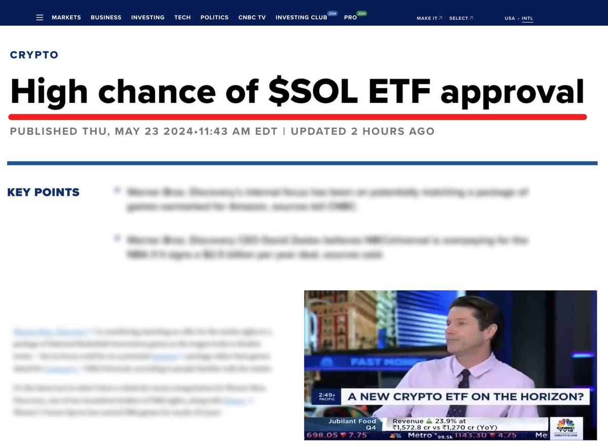 $ETH ETF is finally approved! CNBC suggests that $SOL ETF should be next. Many $SOL alts will ...