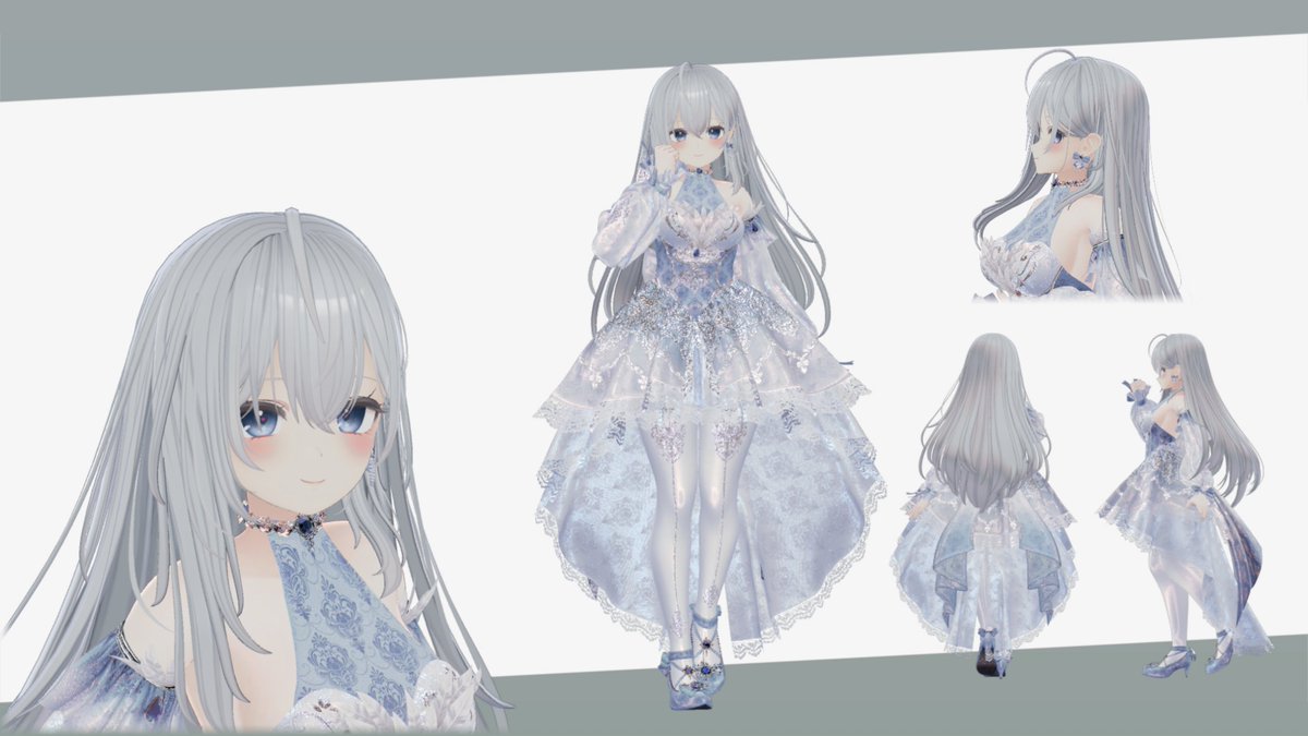 「ドレスが可愛すぎて悶えていました。VRC楽しい～～～っおやすみなさい! 」|white_lilyのイラスト