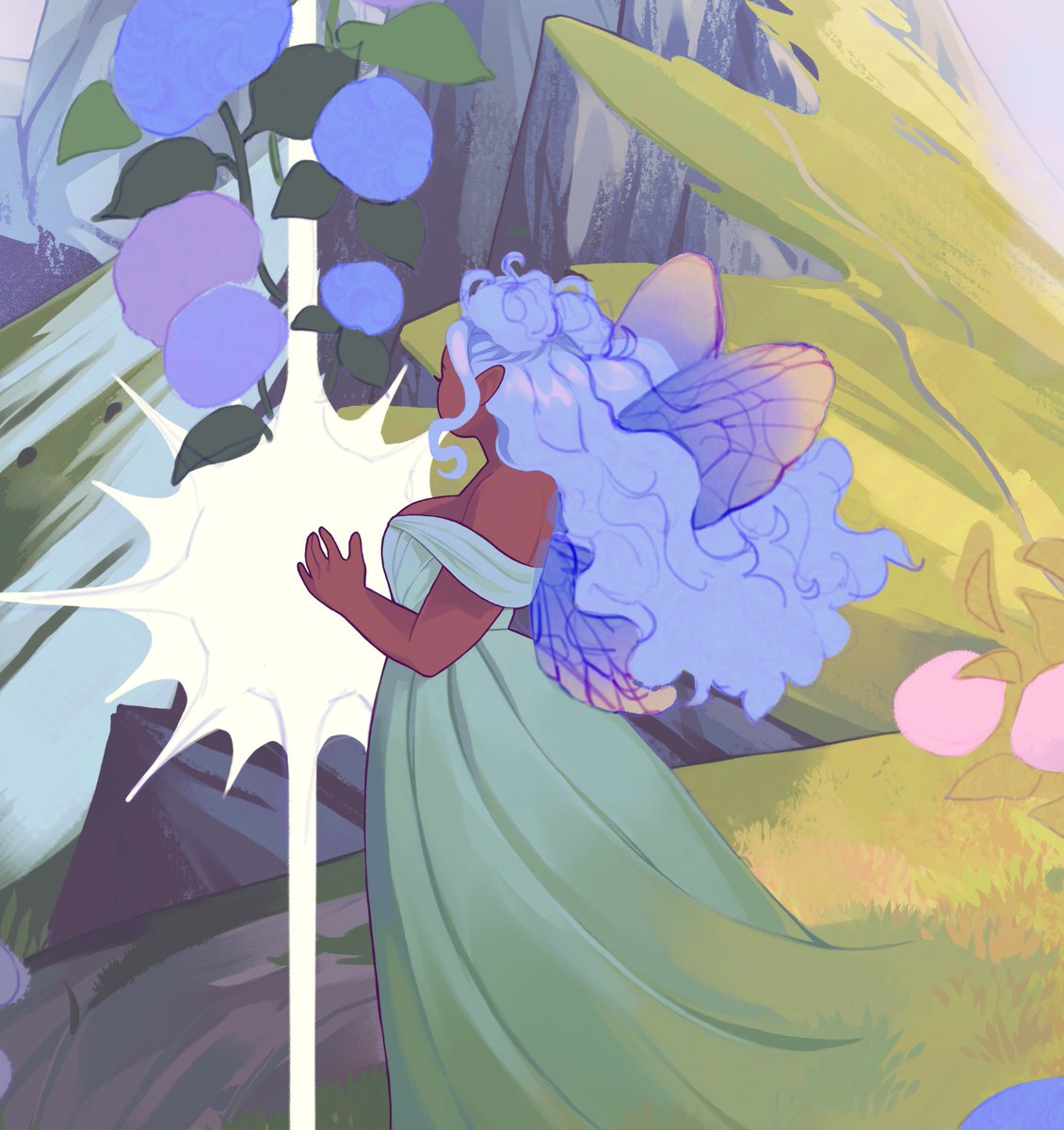 「Curly blue hair …. Save me … save me cur」|🌿lana 🌿 SHOP OPEN Bat fairy ...