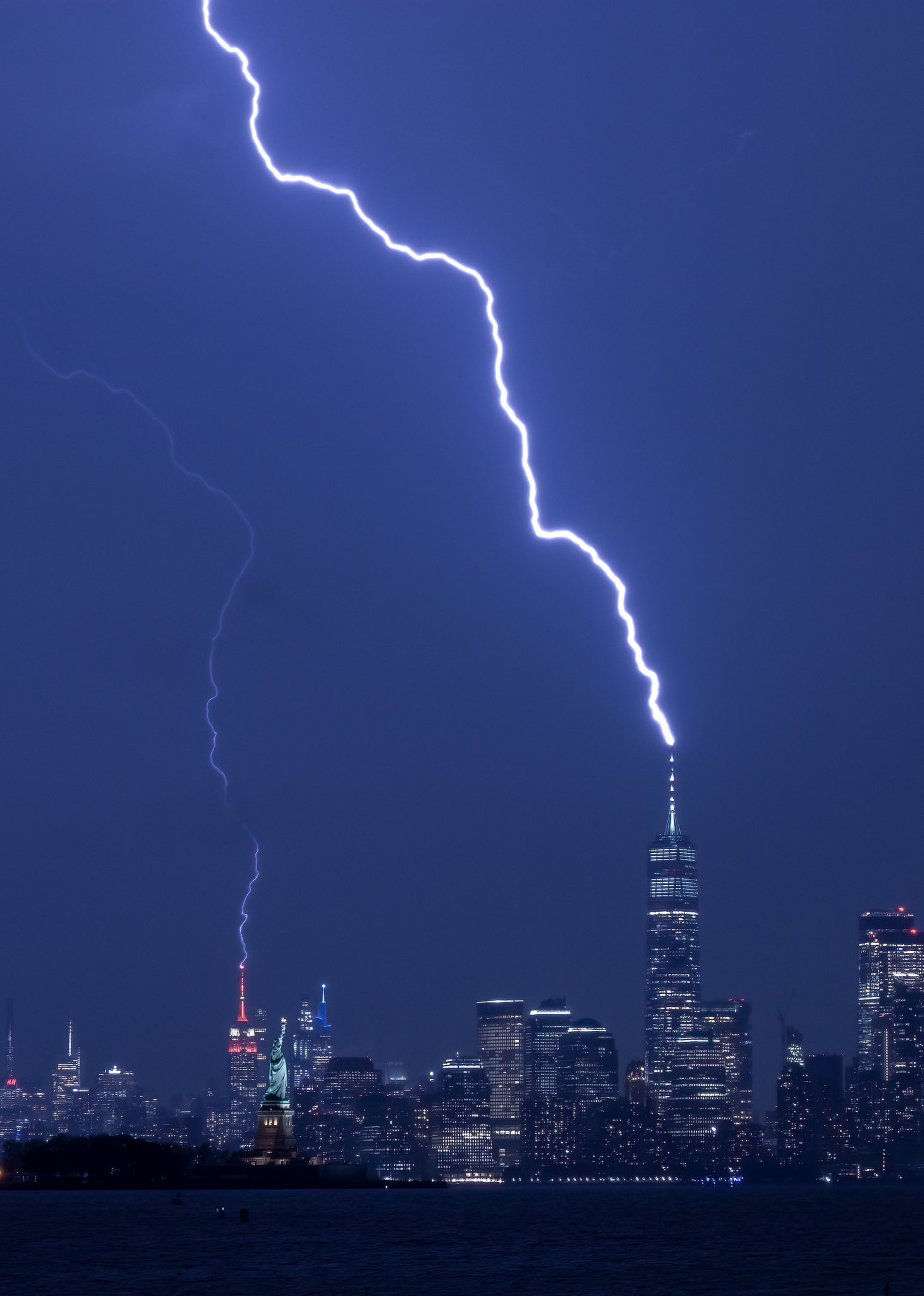 Empire State Building Lightning USA New York State New York City