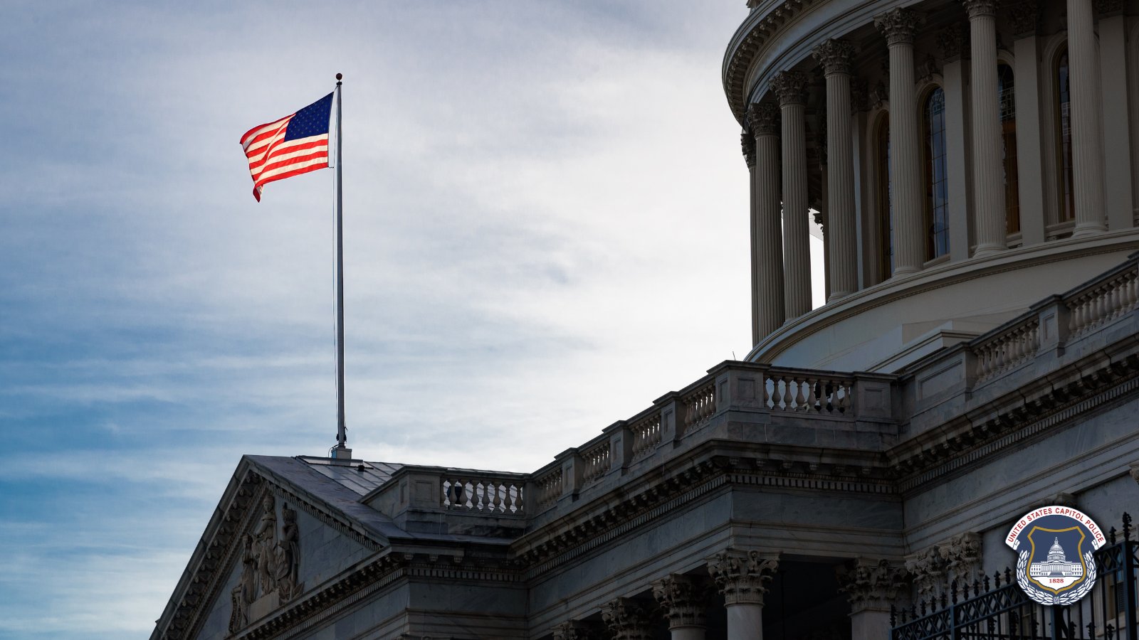 American Flag Us Capitol American Flag Flying Over The U.S. Capitol In
