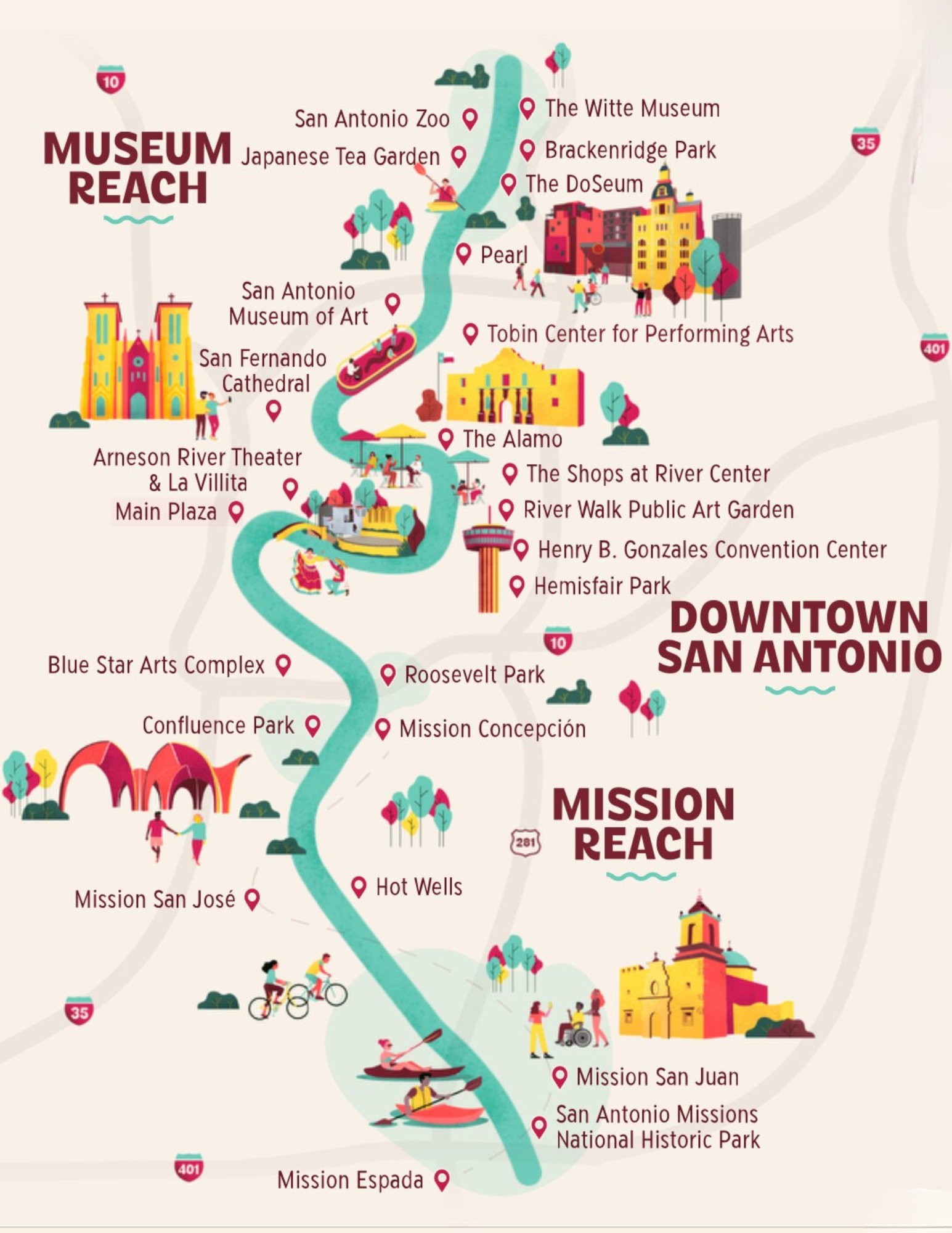 San Antonio Riverwalk Detailed Map