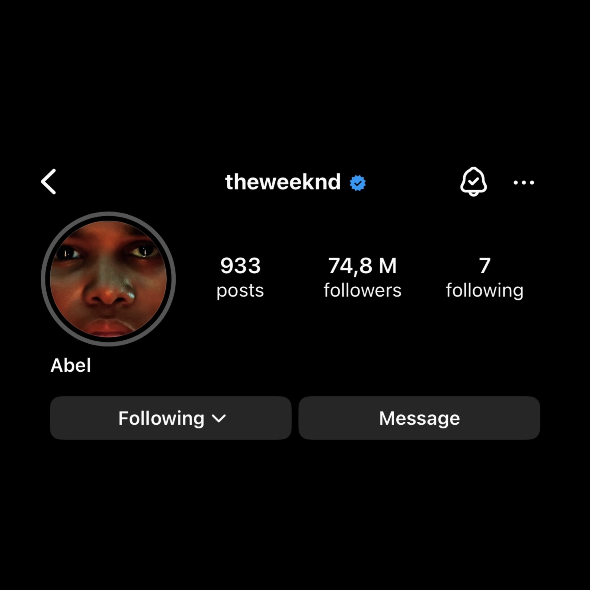 The Weeknd Instagram 名称
