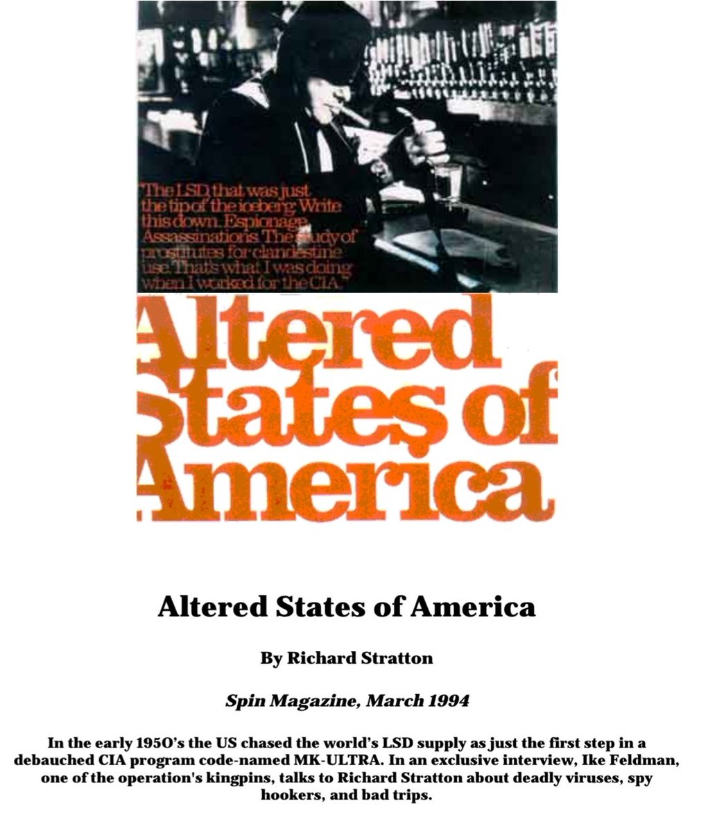 "MKULTRA...continued well into the '70s. According to (Ira) Feldman and ...