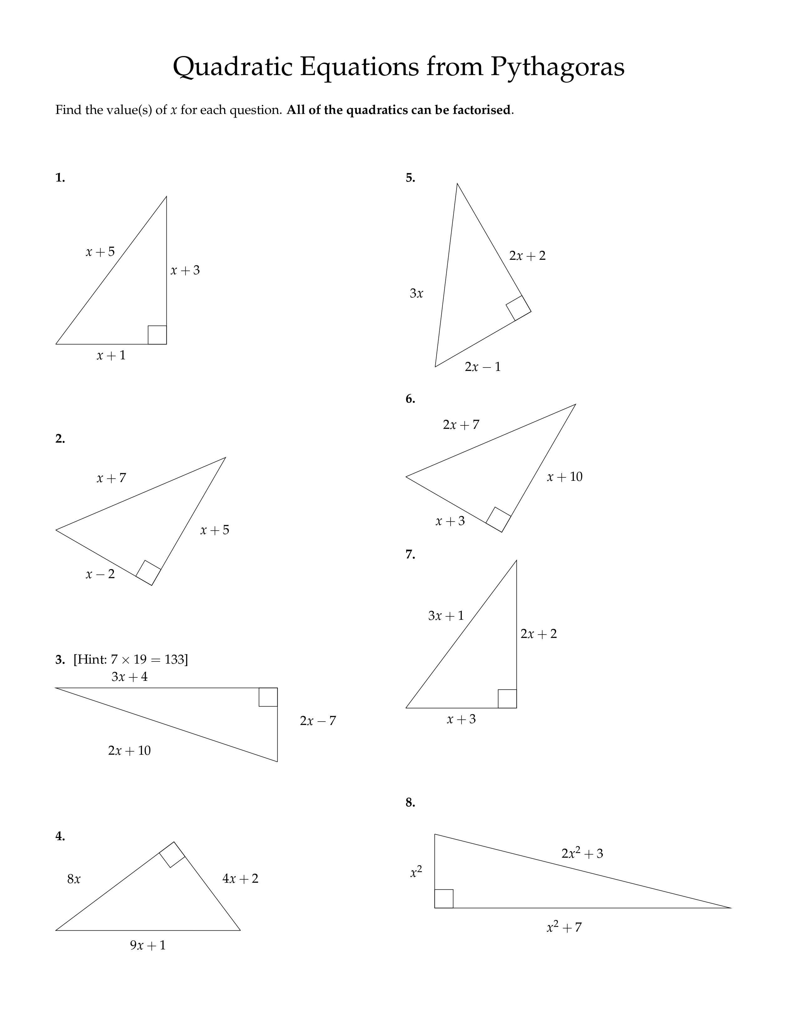 Quadratic Equations Worksheet Pdf