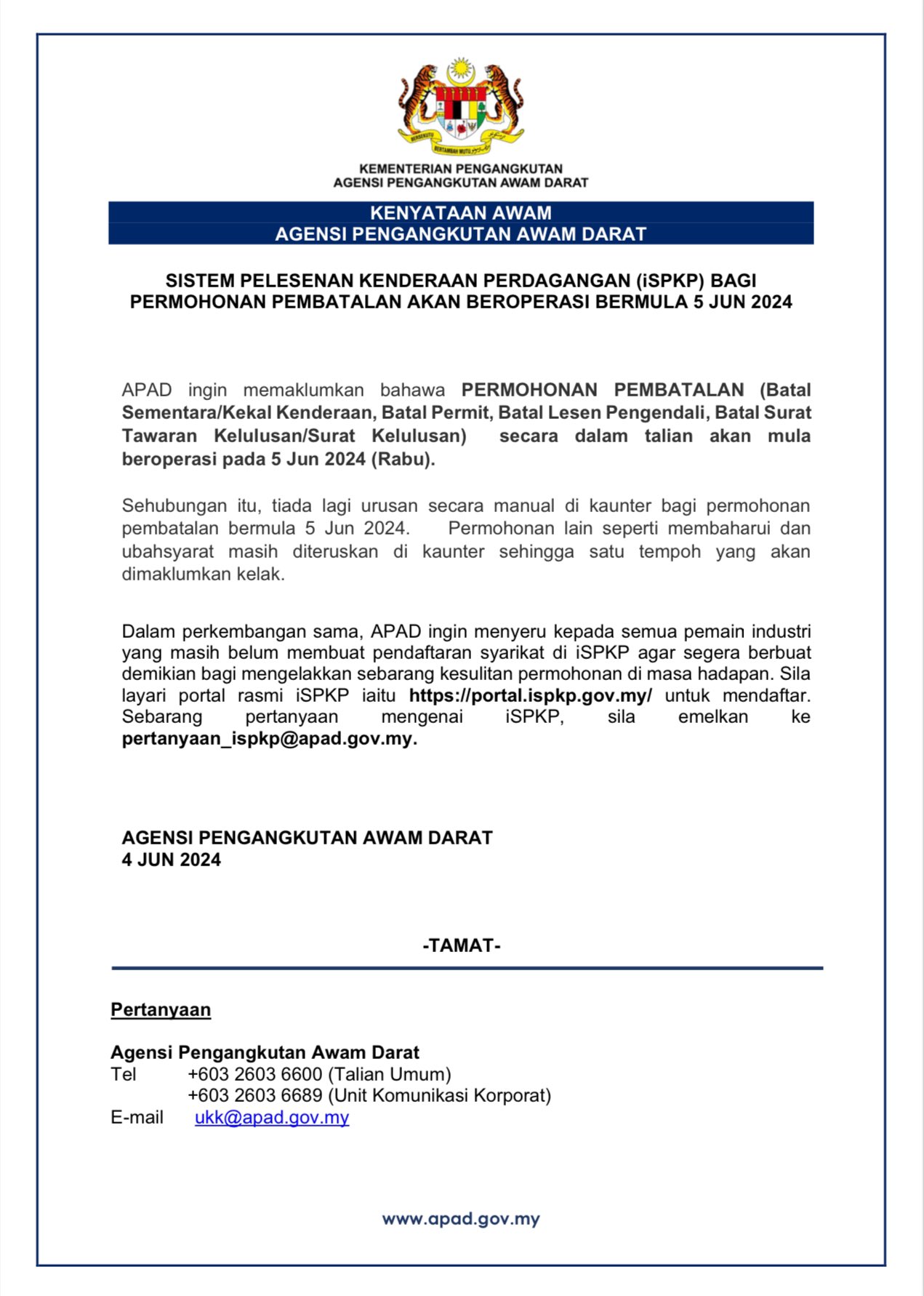 Surat Rasmi Permohonan Pembatalan Rasmi V ASCO | Tukar Nama Atas Geran