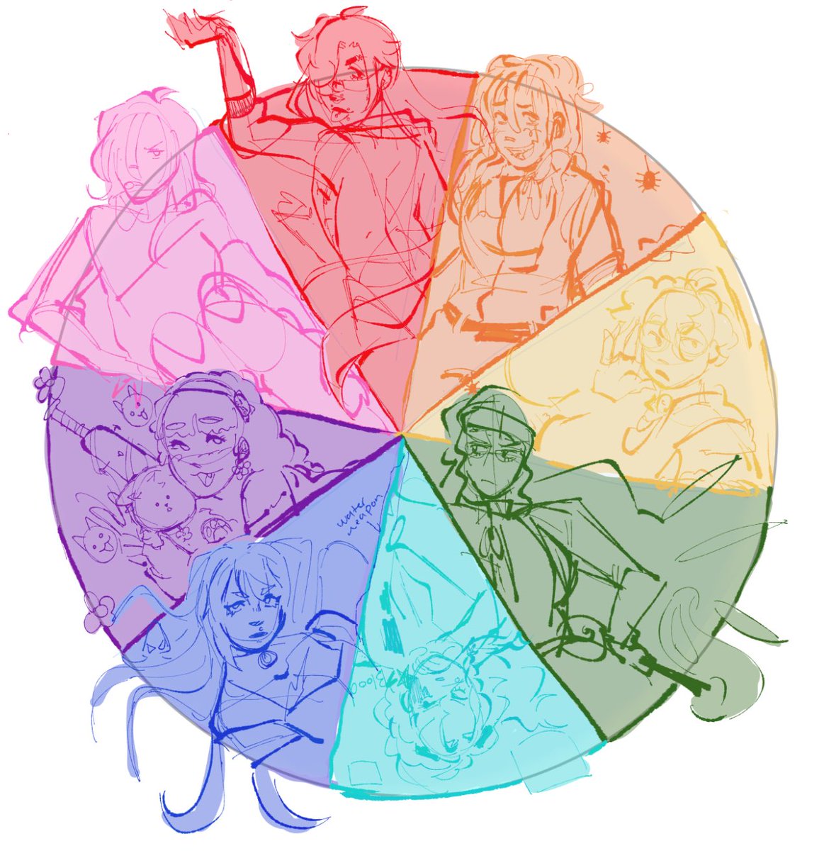 「wip yes I'm doing the color wheel trend 」|نور 🪬のイラスト