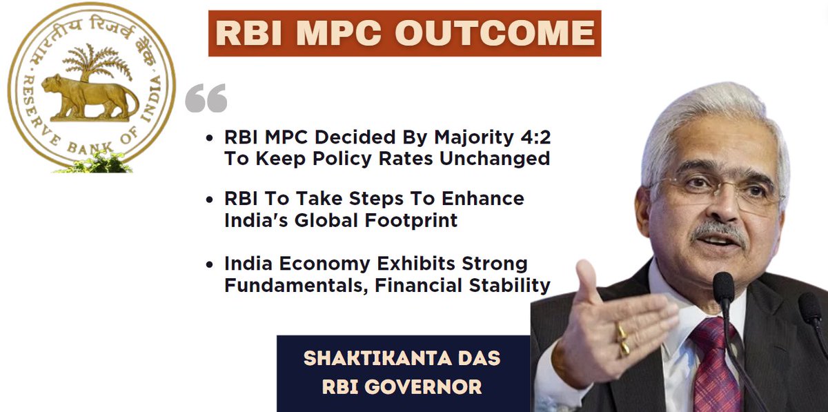 #RBI MPC OUTCOME | "RBI MPC decided by majority 4:2 to keep policy ...