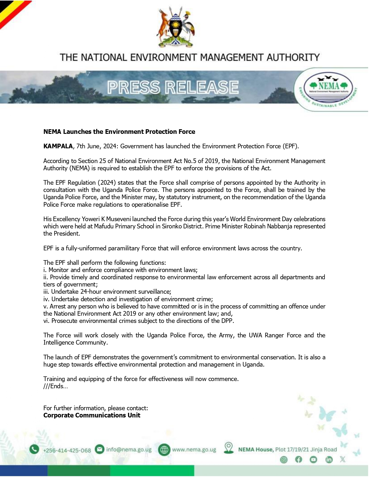 National Environment Management Authority (NEMA) LAUNCHES THE ...