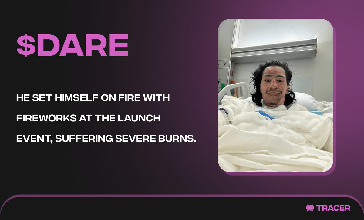 This is Mikol, founder of $DARE token He shared a video of hitting himself with fireworks... and ...