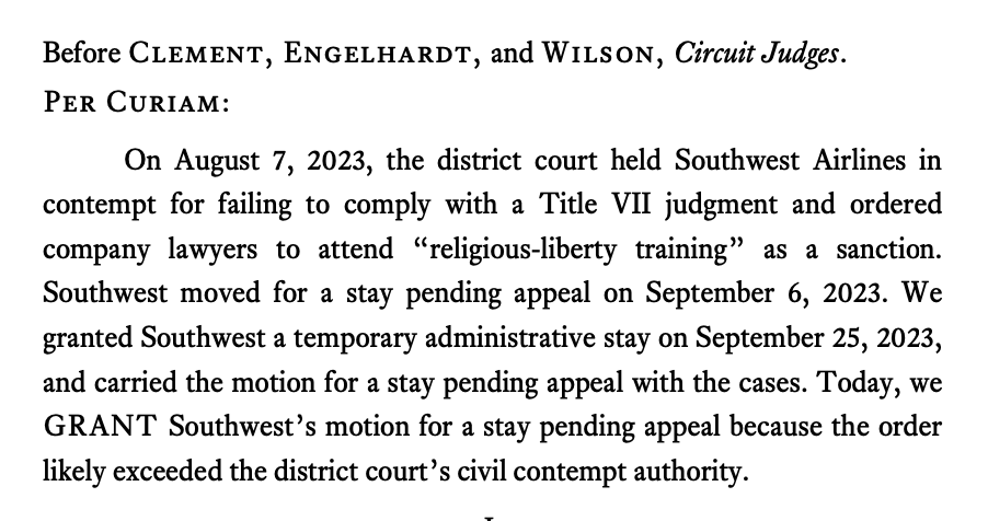 BREAKING: Fifth Circuit blocks "religious-liberty training" order in ...