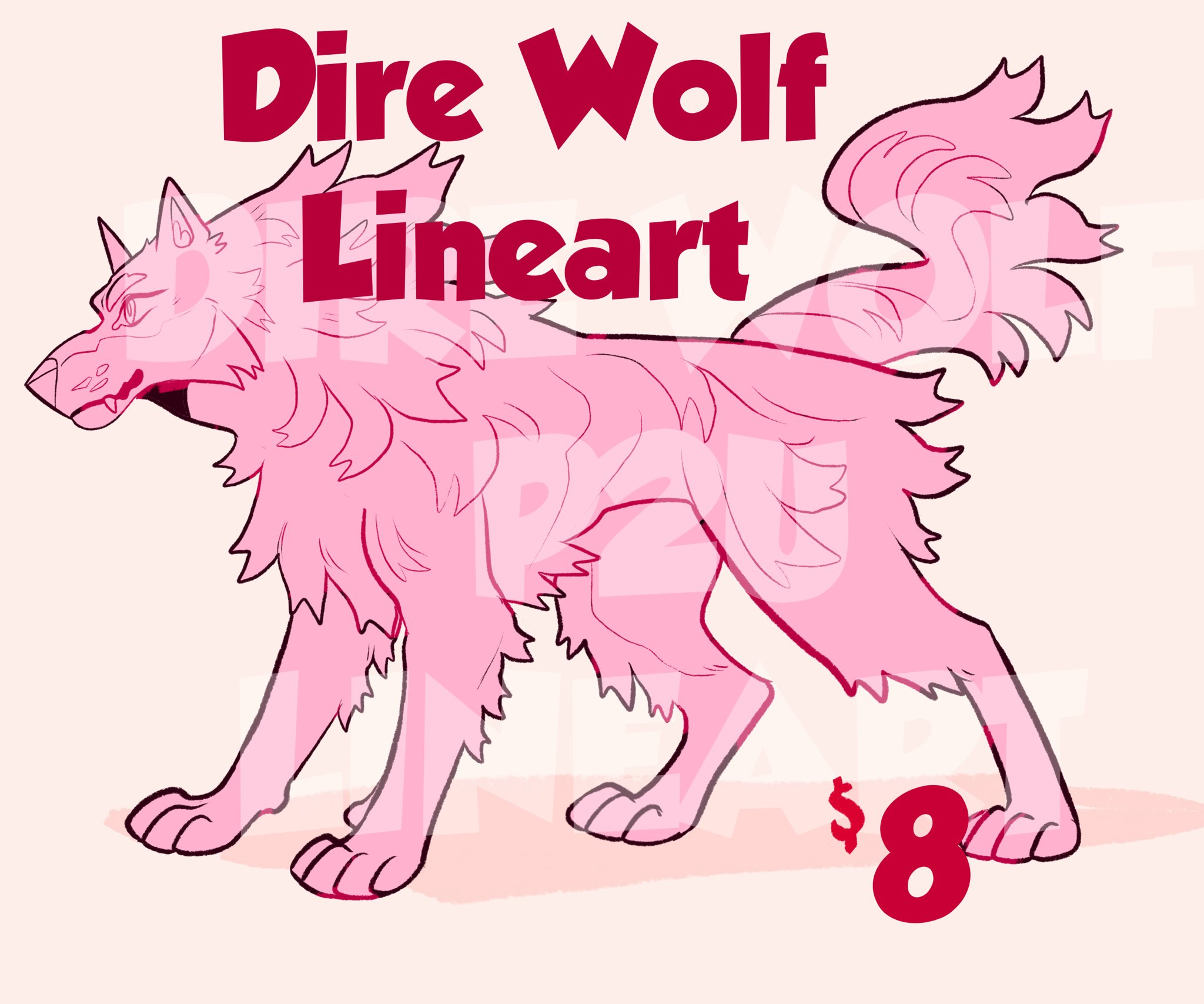 Pink Wolf Drawing