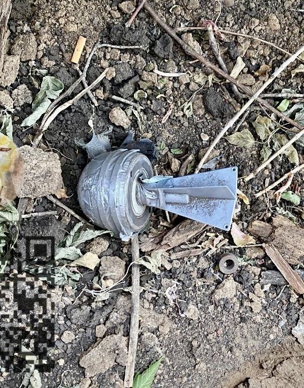 A recovered Ukrainian drone bomb improvised from one half of an old AO ...