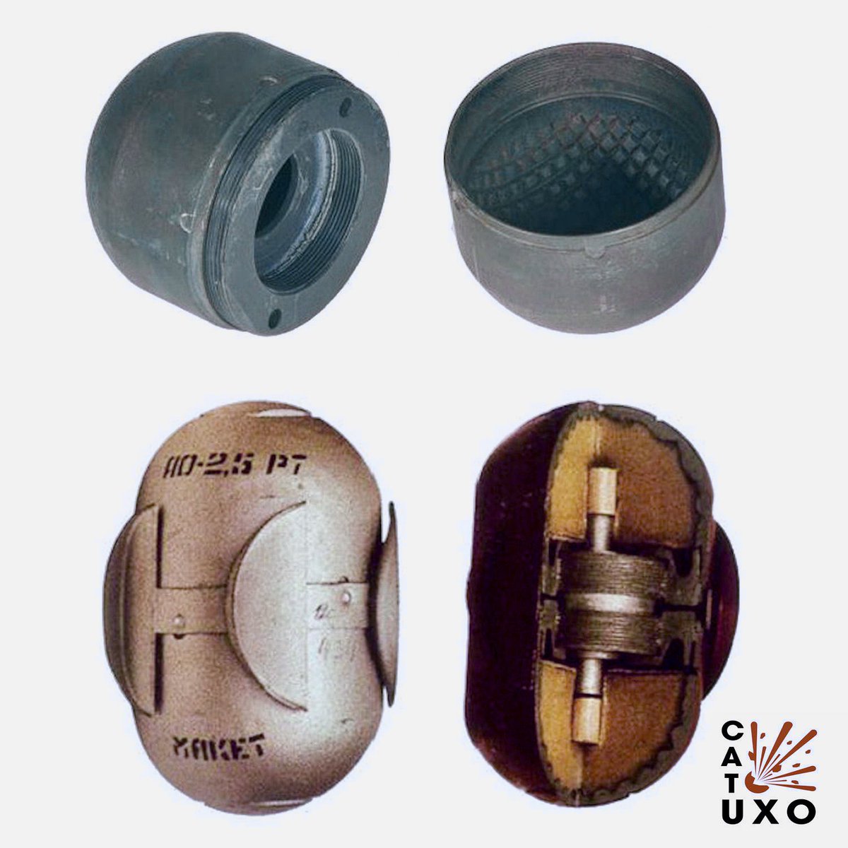 A recovered Ukrainian drone bomb improvised from one half of an old AO ...