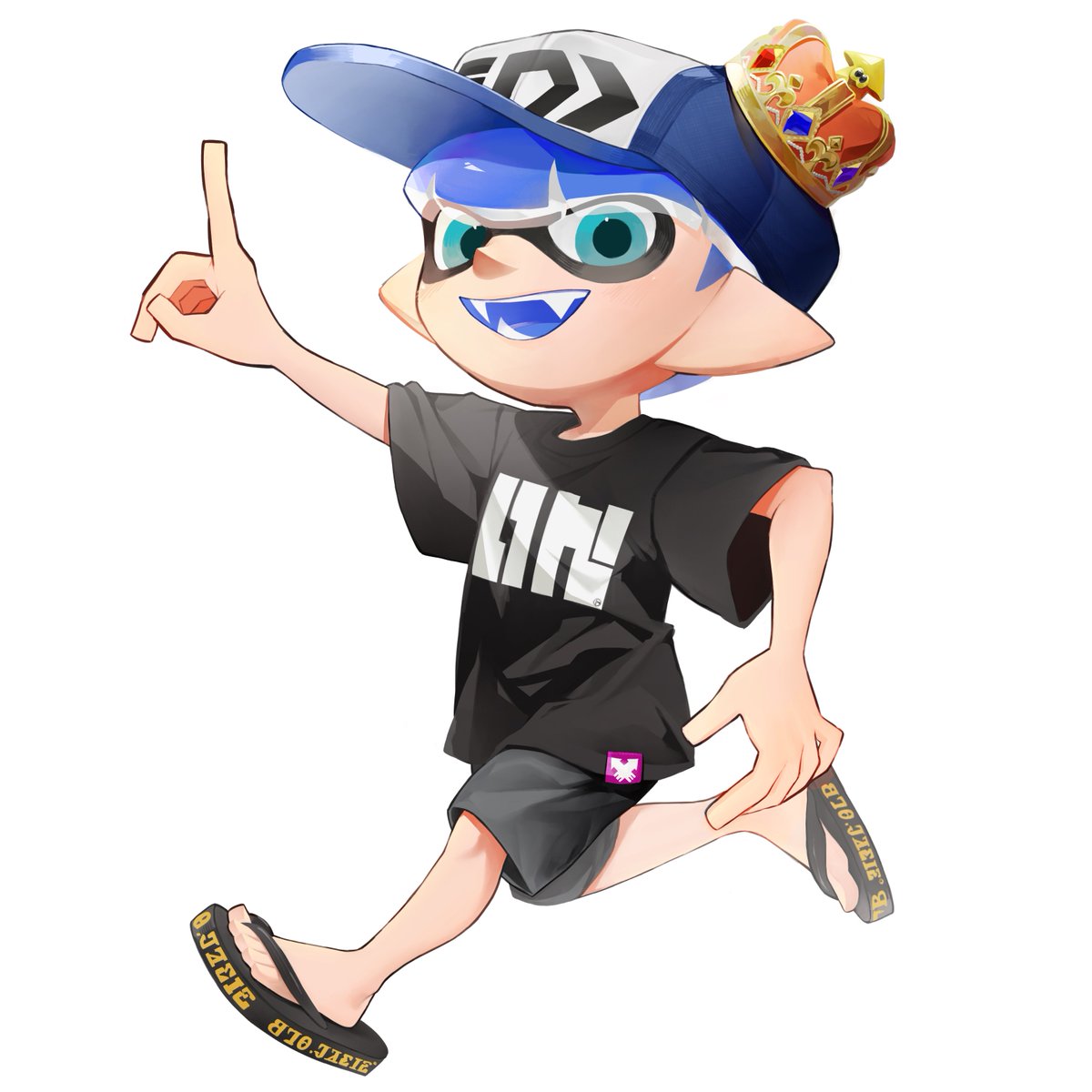 inkling boy ,inkling player character solo looking at viewer smile open ...