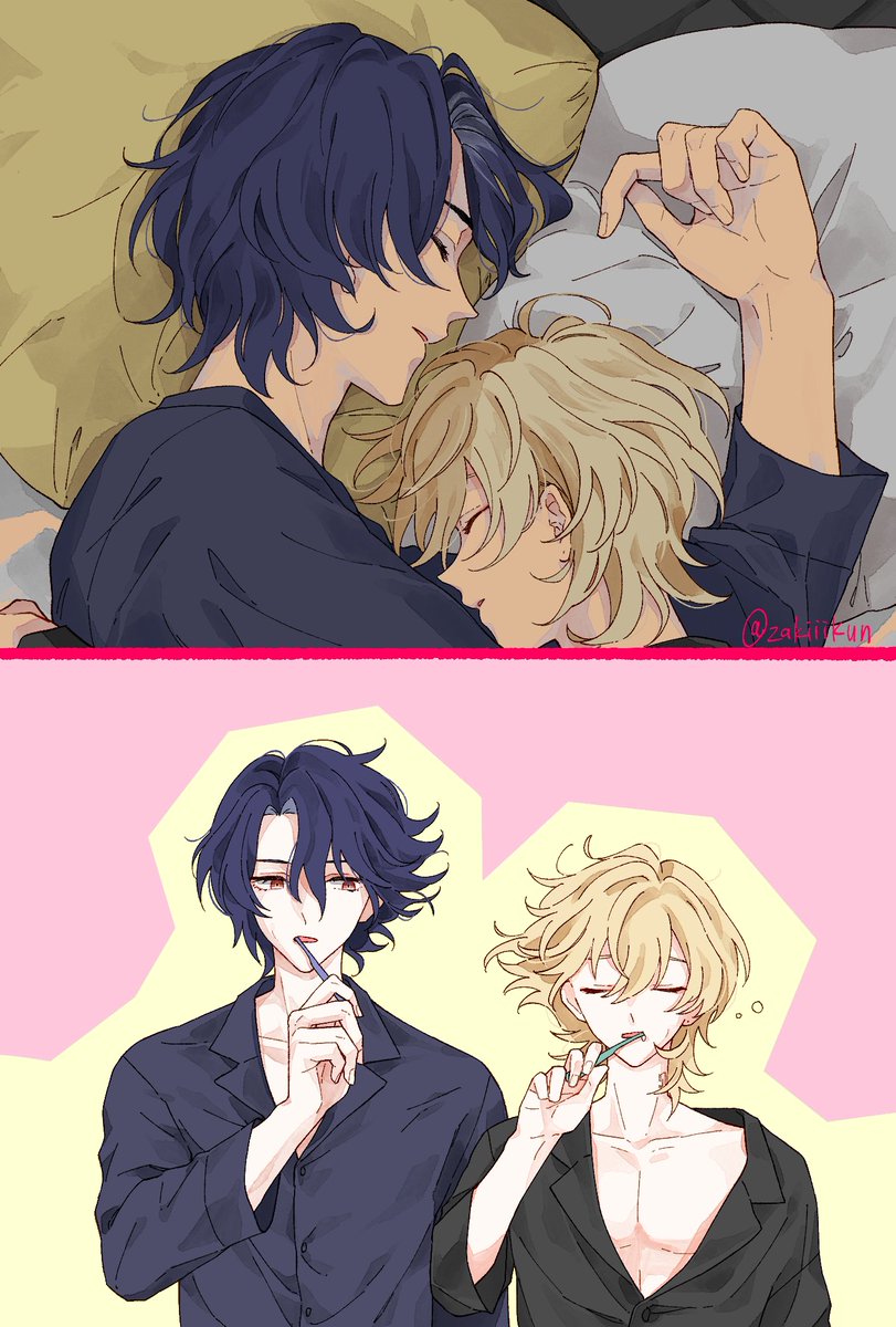 「添い寝/お揃い #ratiorine1w こちらも再掲失礼します🙇 」あかざき🍞東4エ34bの漫画