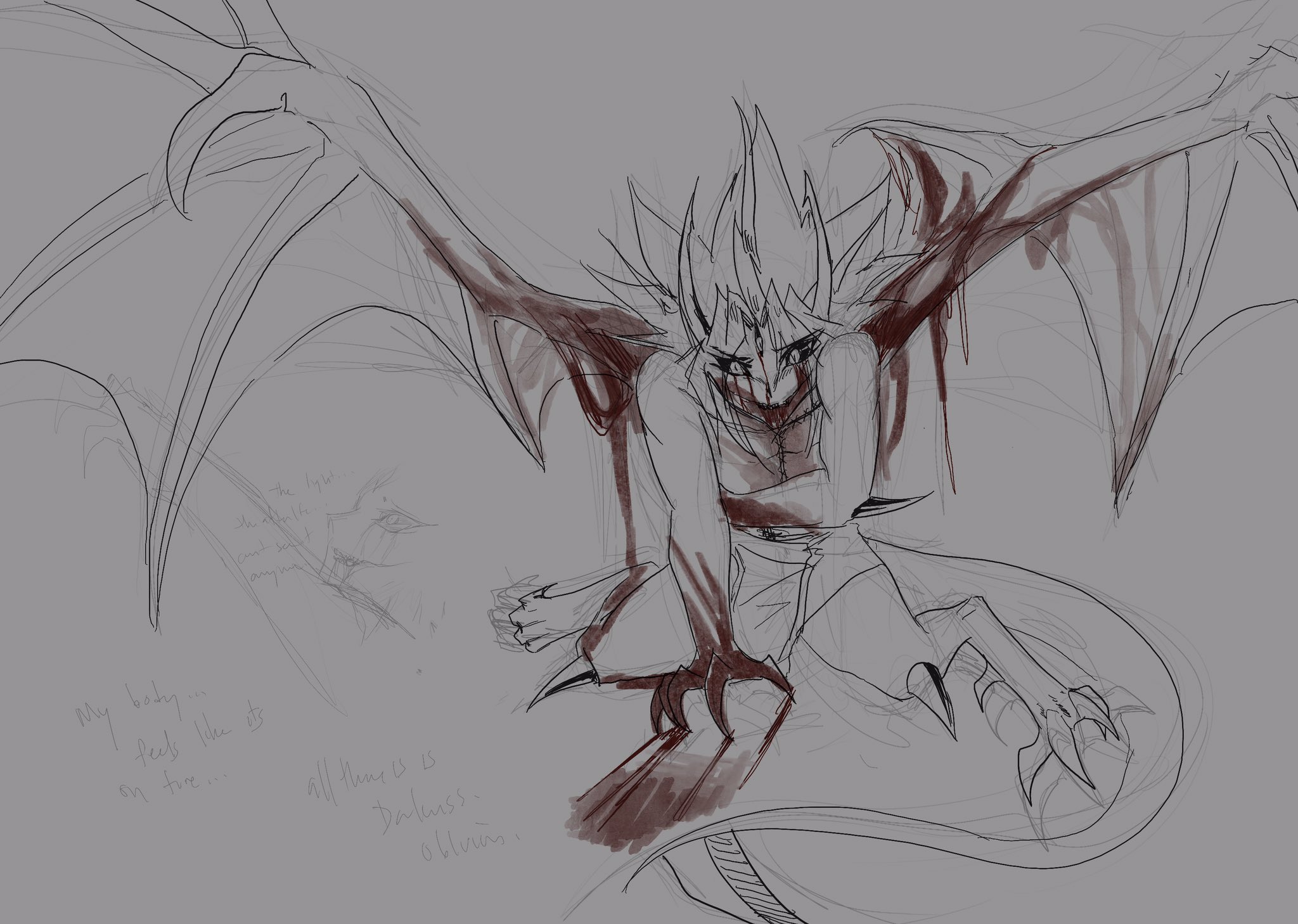 Half Demon Half Human Drawing