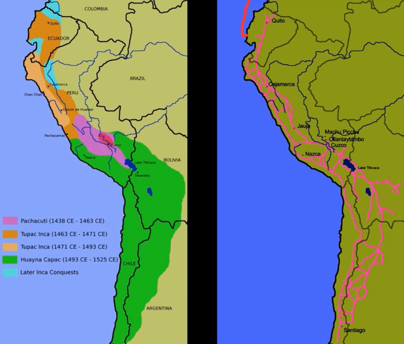 Inca Empire Roads Map The Inca Road System World History