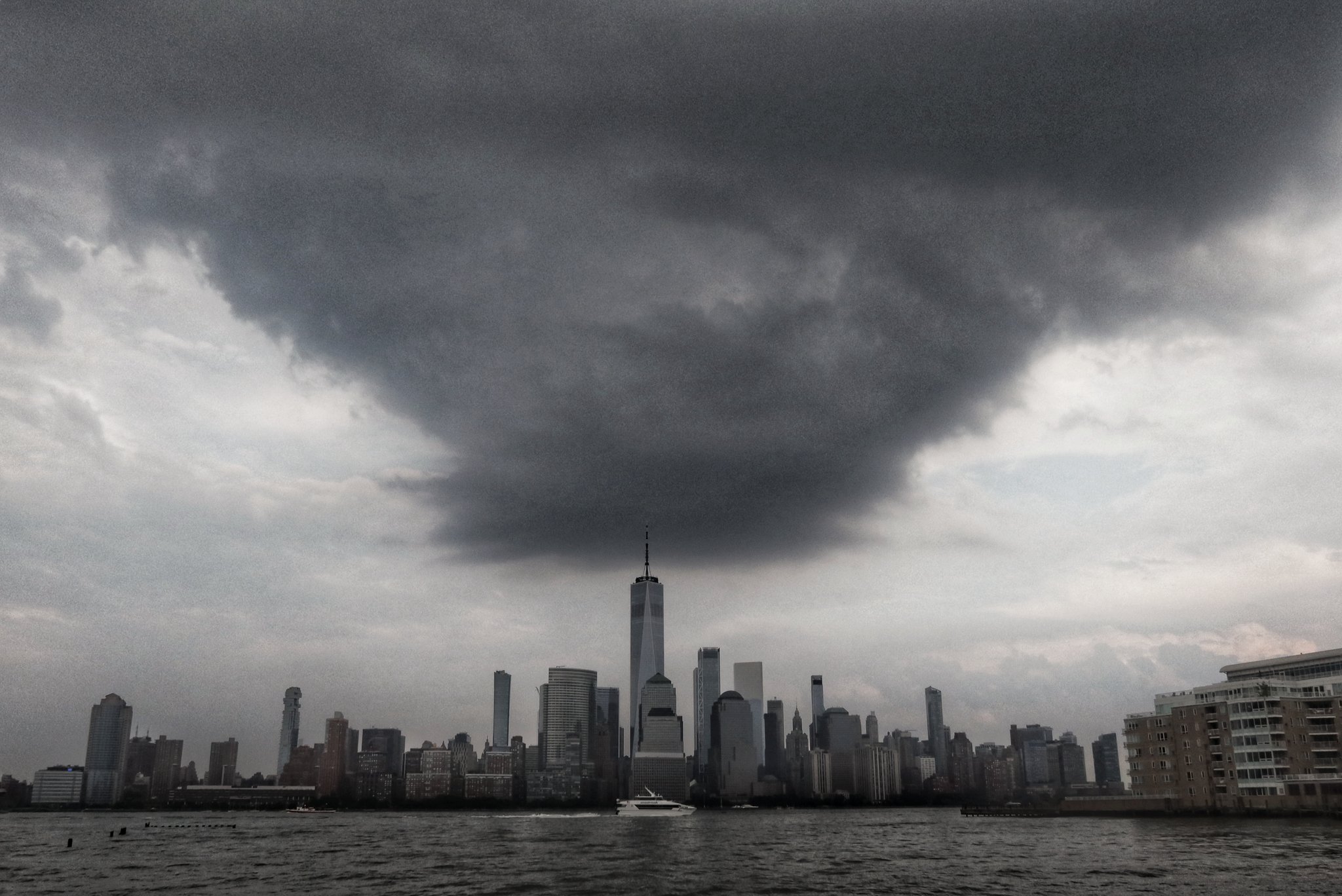 Dark Cloudy Day City Overcast New York Skyline Hi Res Stock