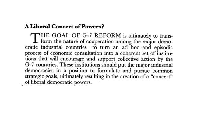 When you hear "Liberal International Order", just think "the G-7, for ...