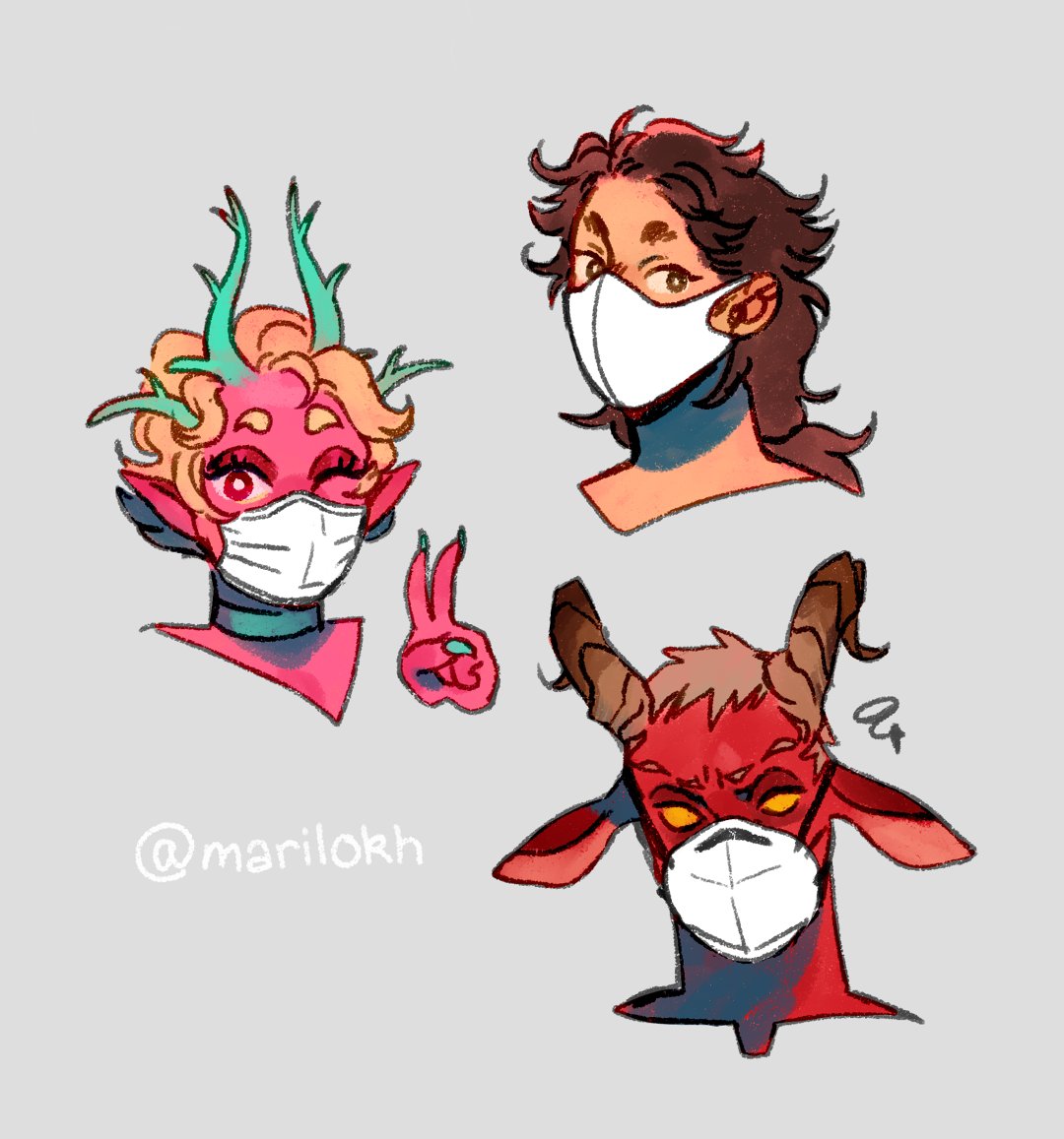 「my ocs in masks.. just to remind u that 」|honkey donk 🌱のイラスト