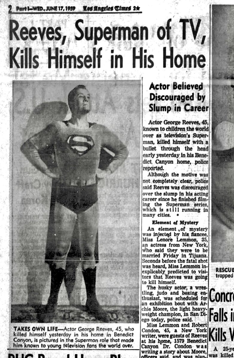 George Reeves Superman death Benedict Canyon: “Superman Actor George ...