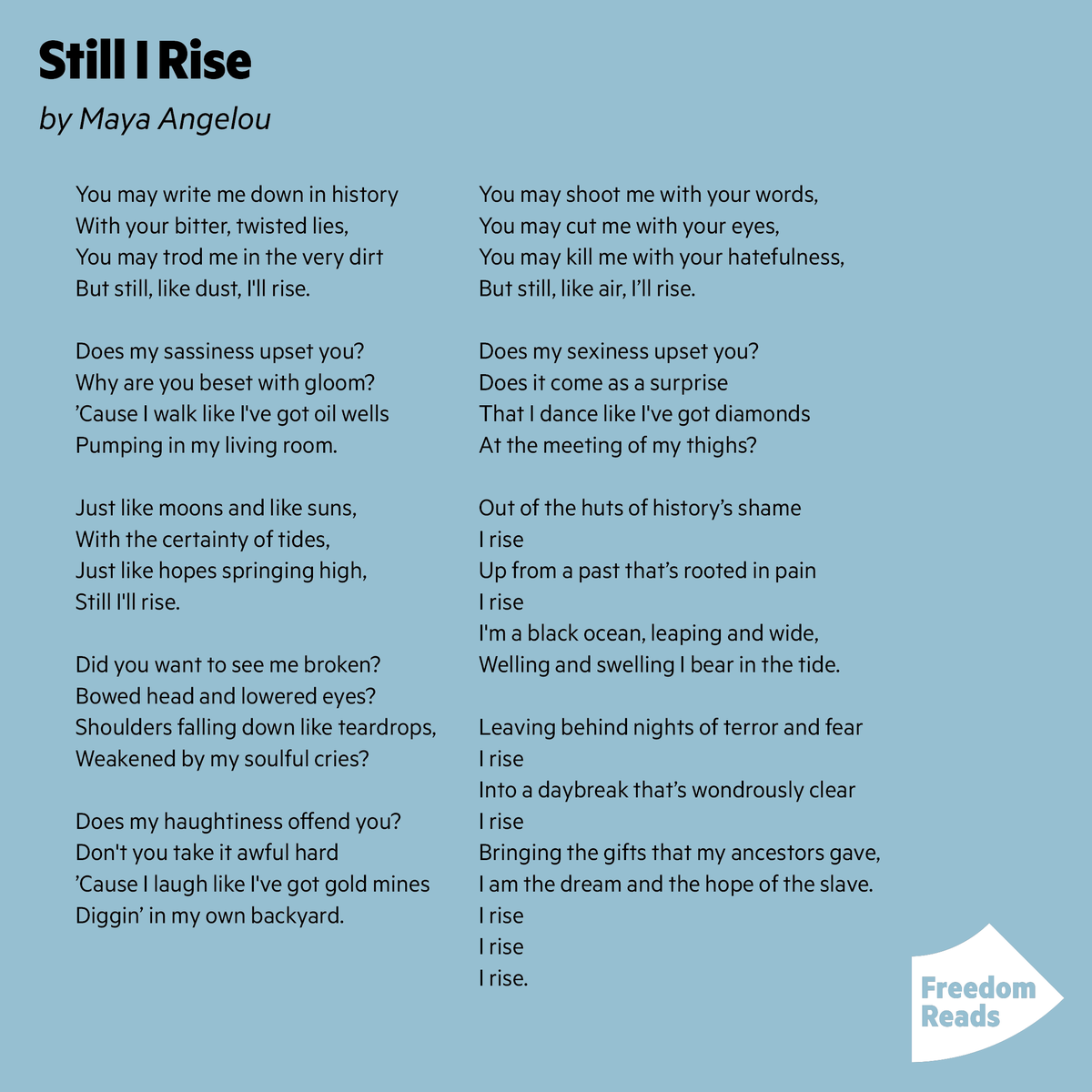 Still I Rise Poem By Maya Angelou