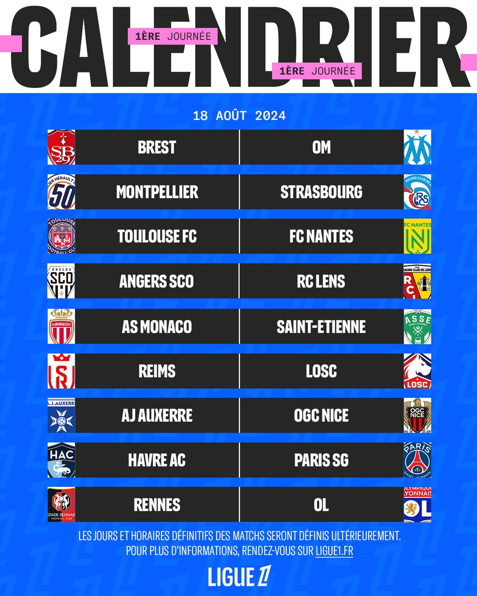 La Lfp Dévoile Le Nouveau Calendrier De La Ligue 1 édition 2024 2025
