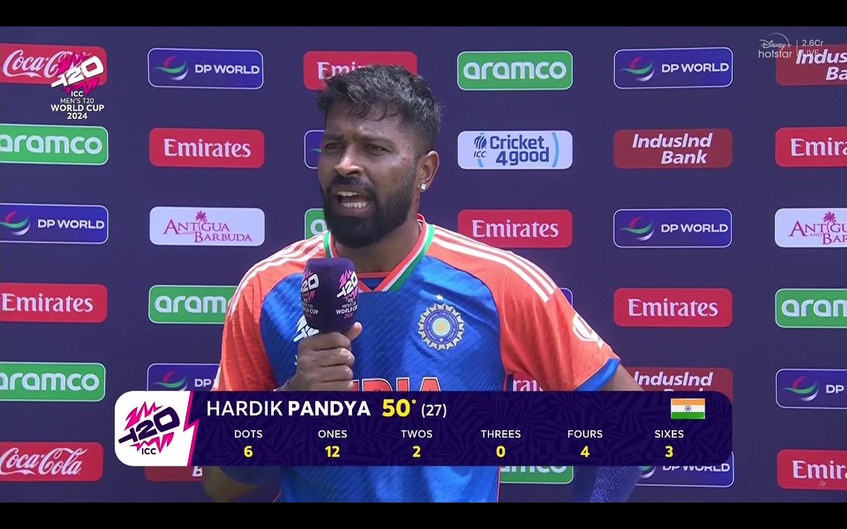 - Hardik with bat. - Hardik with ball. - Hardik in field. Truly the MVP ...